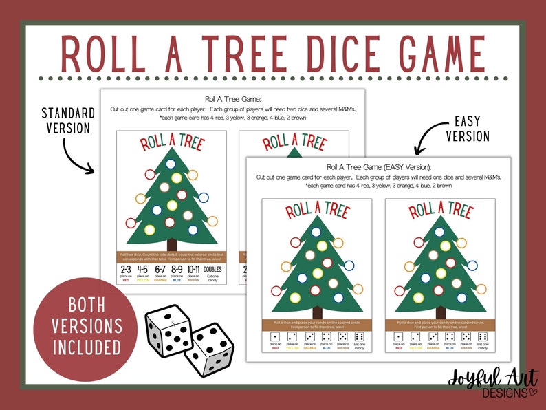 Christmas Games for Kids Roll A Tree Dice Game Christmas - Etsy