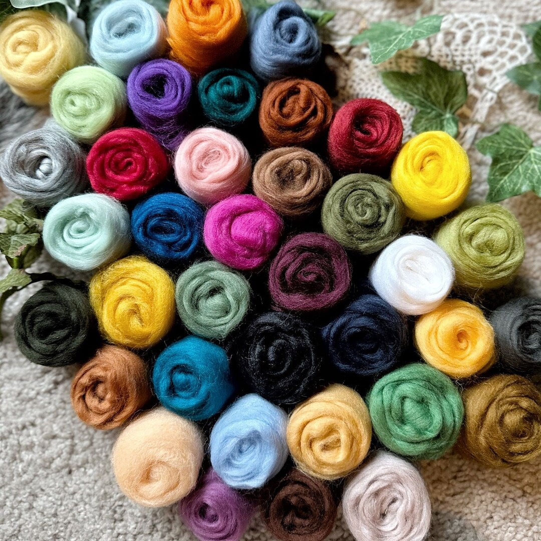 35 Bundles Mystery Collection Felting Wool - Needle Felting Wool Lot ...