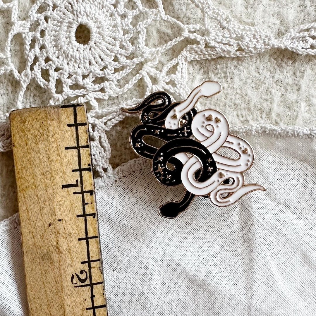 Adorable Black & White Snakes Enamel Pin, Reptile Snake Metal Pin ...