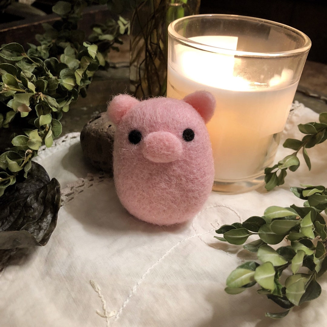 Needle Felted Pig Handmade Wool Animal Handcrafted Fiber - Etsy