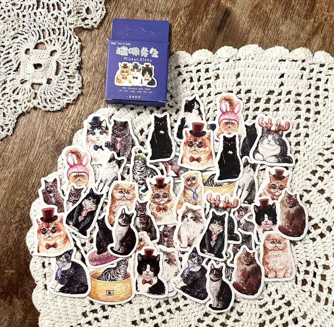 40+ Cute Funny Cat Stickers – No. 13, Animal Stickers, Kitty Kitten ...