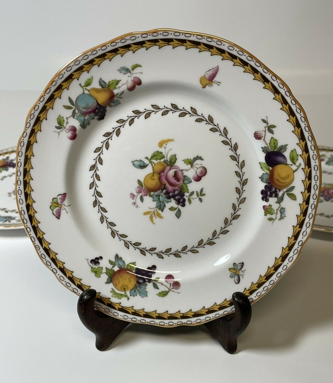 Vintage Spode Rockingham Bread and Butter Plates Set of 4 Mustard Trim ...
