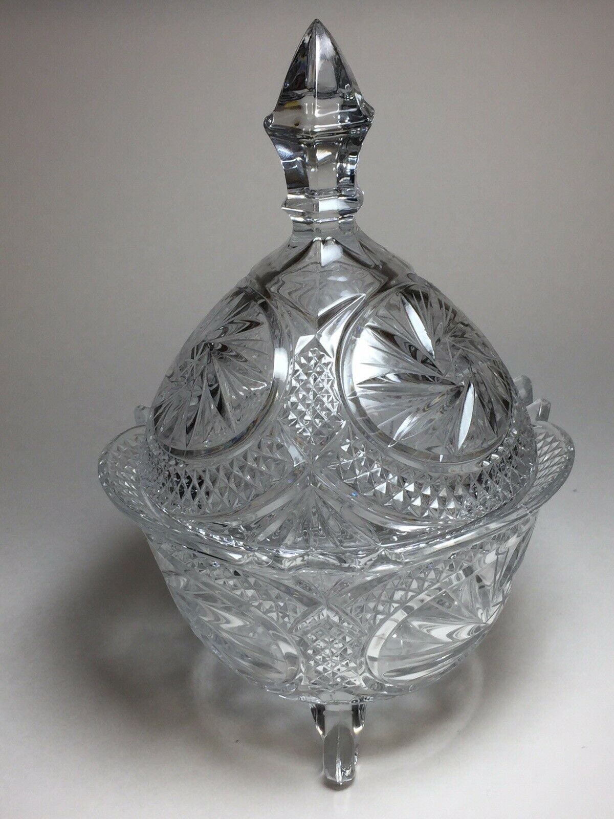 Collectibles Collectible Glass Lidded Crystal Candy Dish Vintage ...