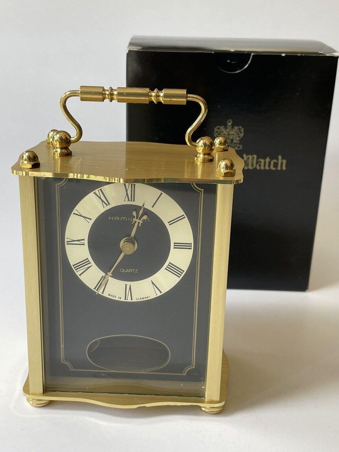Hamilton Quartz Desk Clock Brass Case Made in Germany Hechinger ...