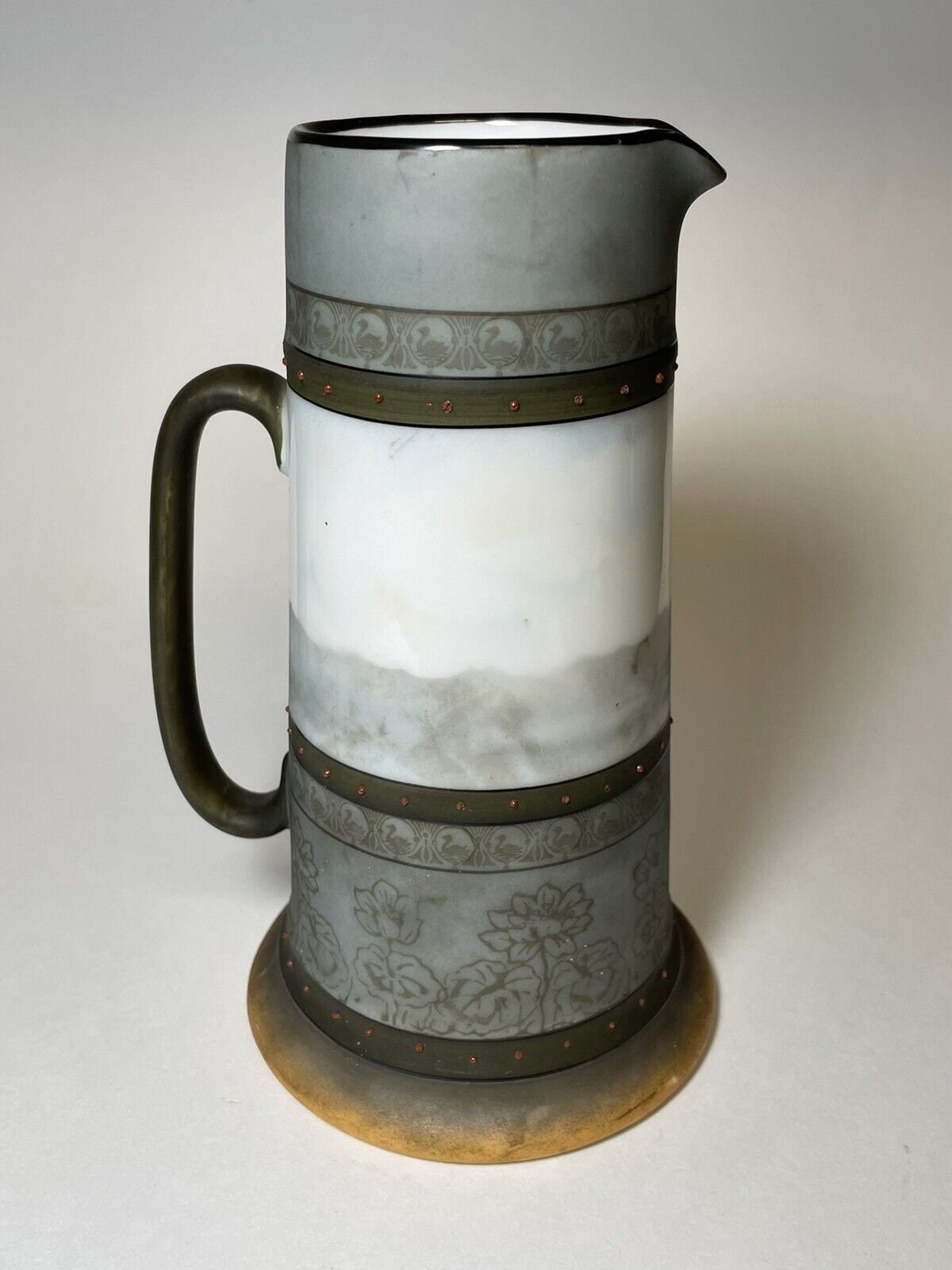 Antique Royal Bayreuth Roman Pitcher Tall Ceramic Mug Gray Boating ...