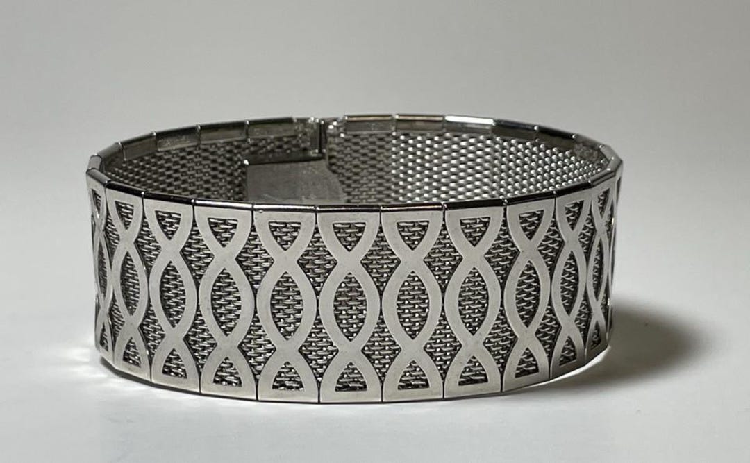 Vintage Jacoby Bender Bracelet Silvertone Mesh Wide Twisted Helix ...