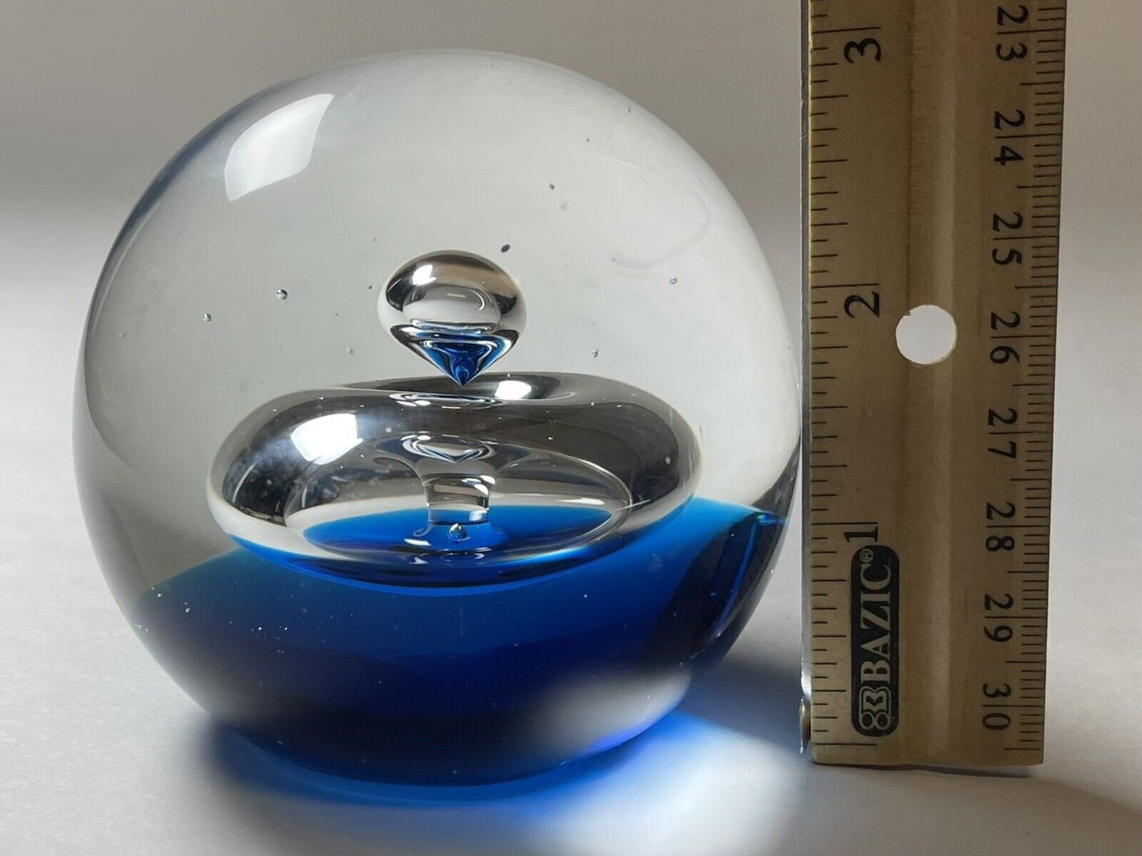 Art Glass Paperweight Suspended Donut Torus Ripple Controlled Bubble 2 ...