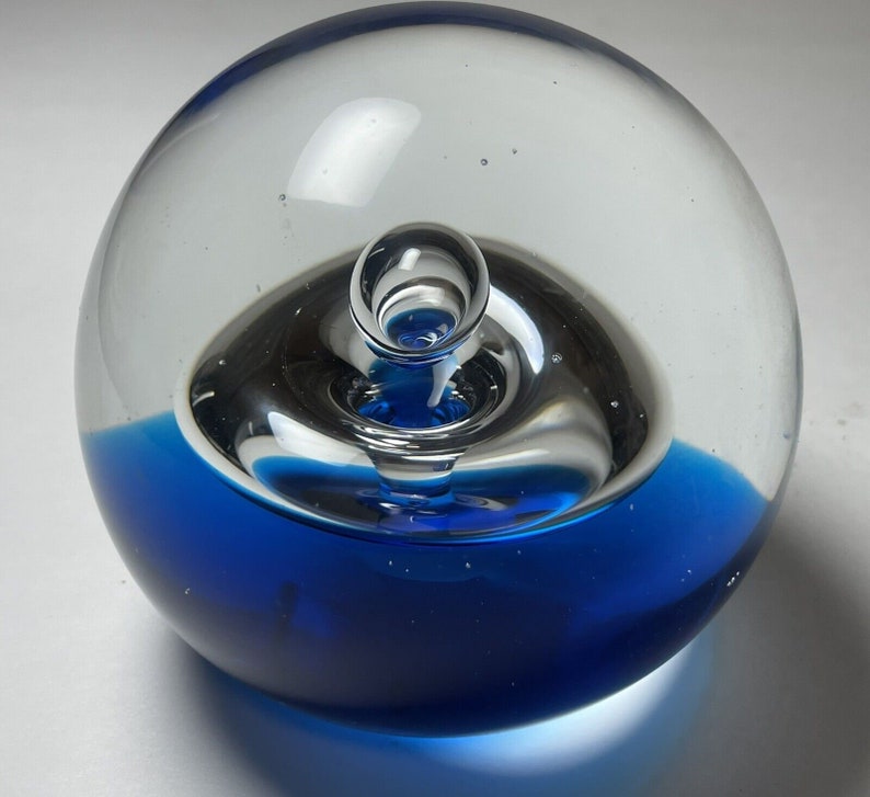 Art Glass Paperweight Suspended Donut Torus Ripple Controlled Bubble 2 ...