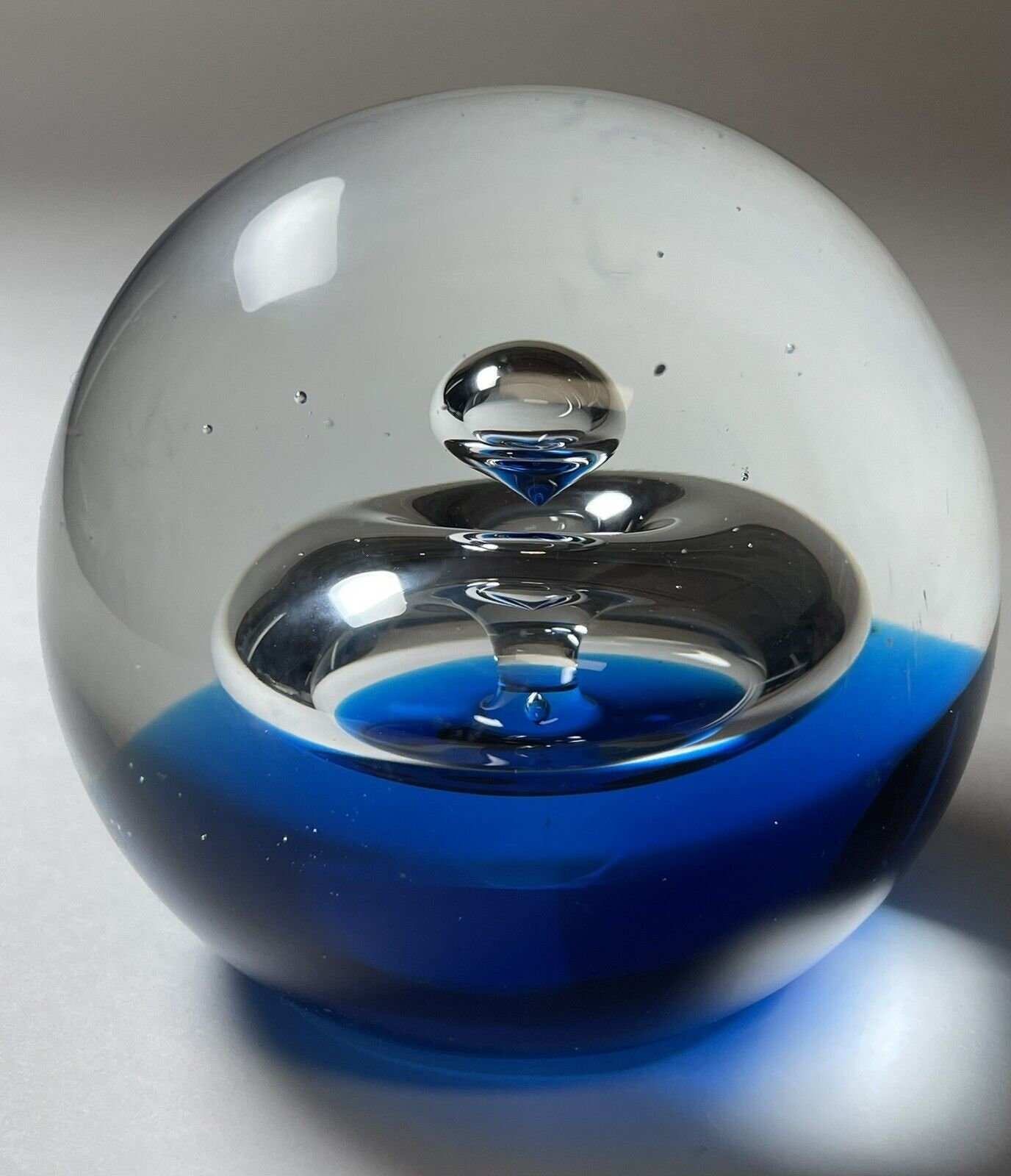 Art Glass Paperweight Suspended Donut Torus Ripple Controlled Bubble 2 ...
