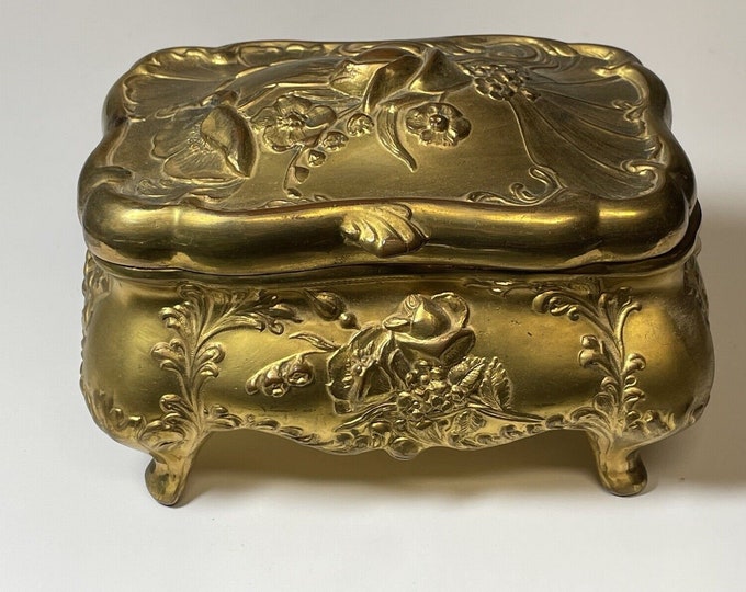 Antique B&W Gold Metal Jewelry Box Art Nouveau Dresser Box 1898-1920 - Etsy