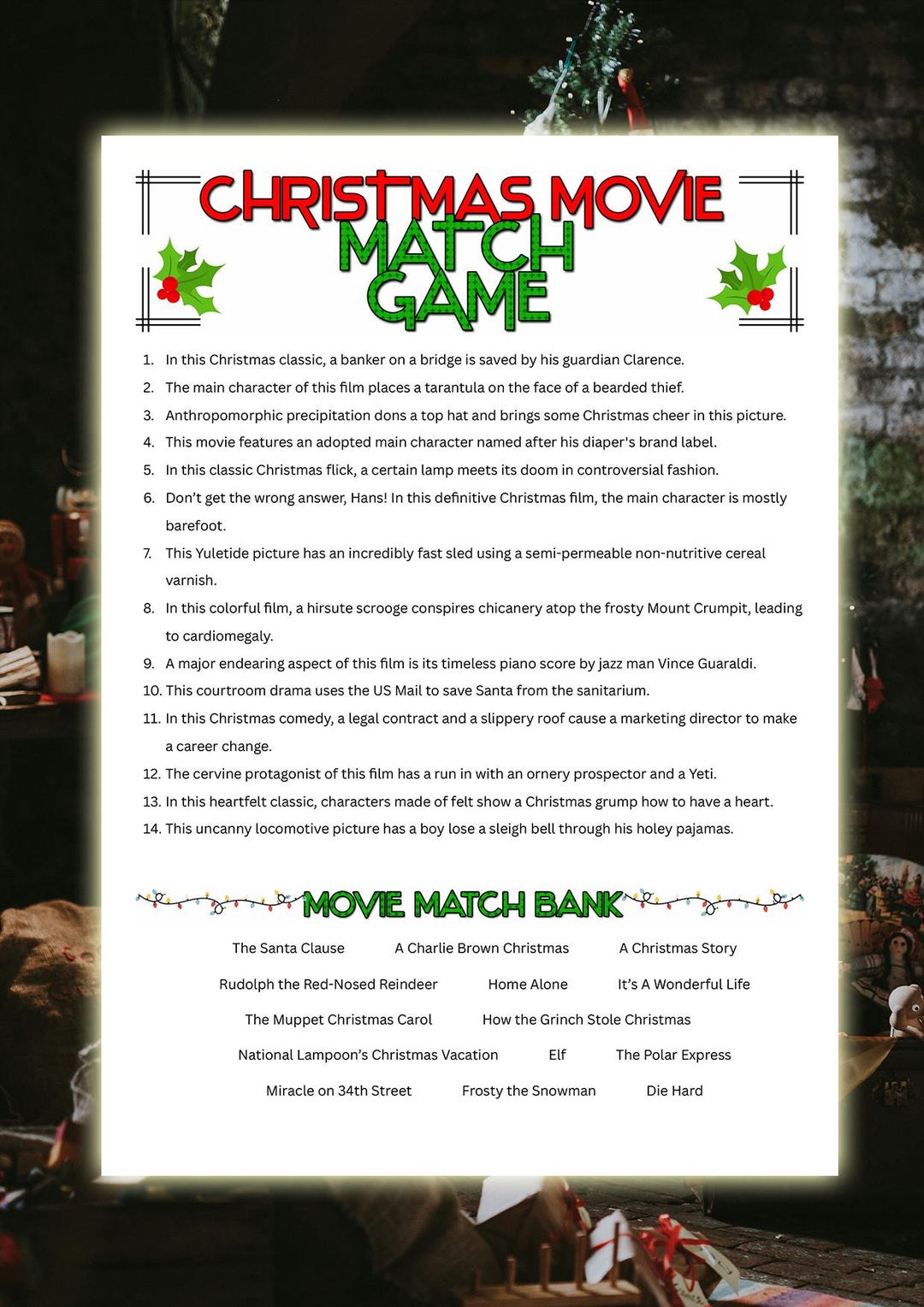 Christmas Match Game Quiz - Fun Family Film Trivia Game to Awaken From ...