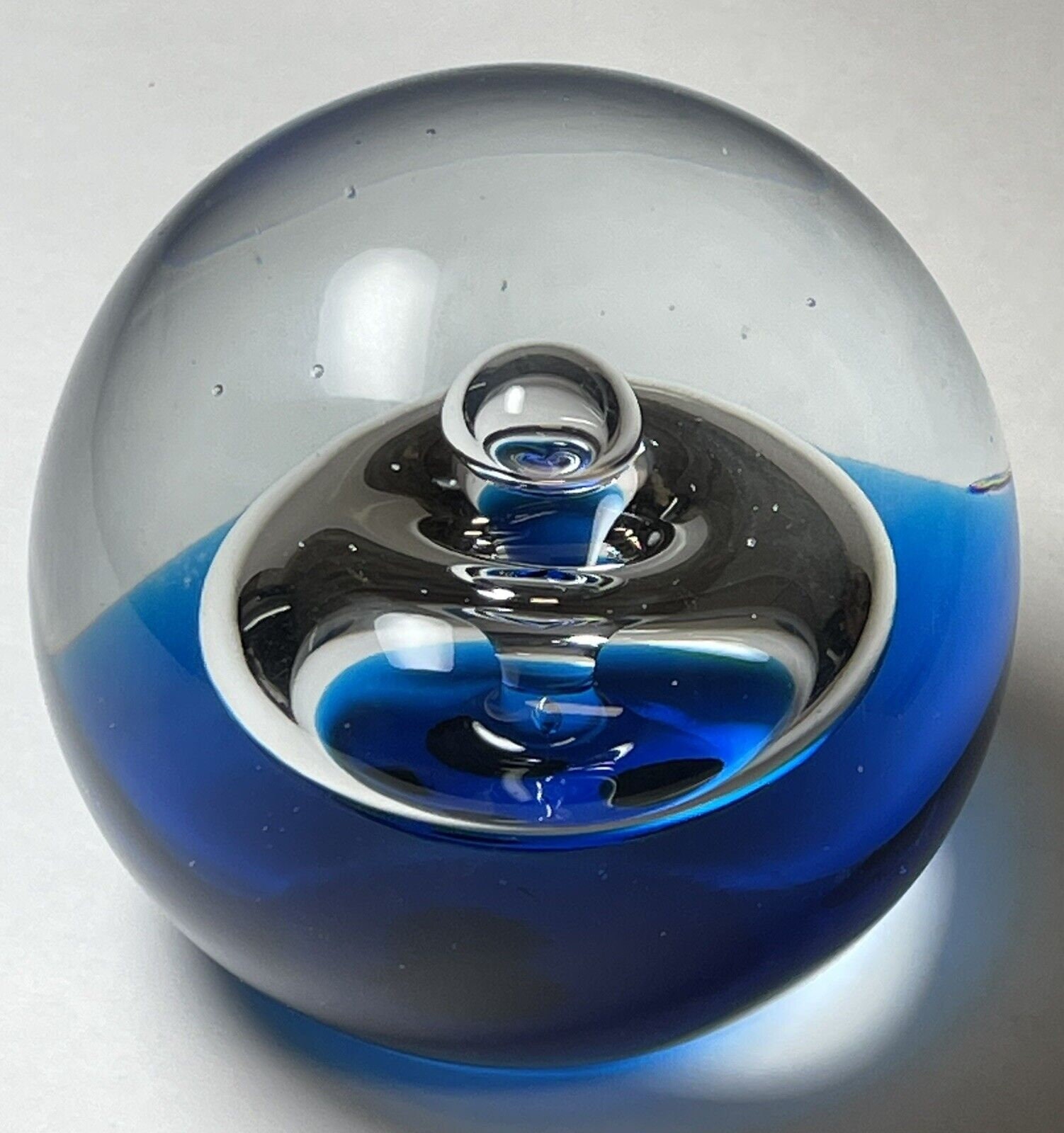 Art Glass Paperweight Suspended Donut Torus Ripple Controlled Bubble 2 ...