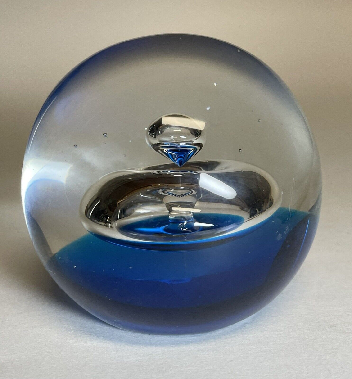 Art Glass Paperweight Suspended Donut Torus Ripple Controlled Bubble 2 ...