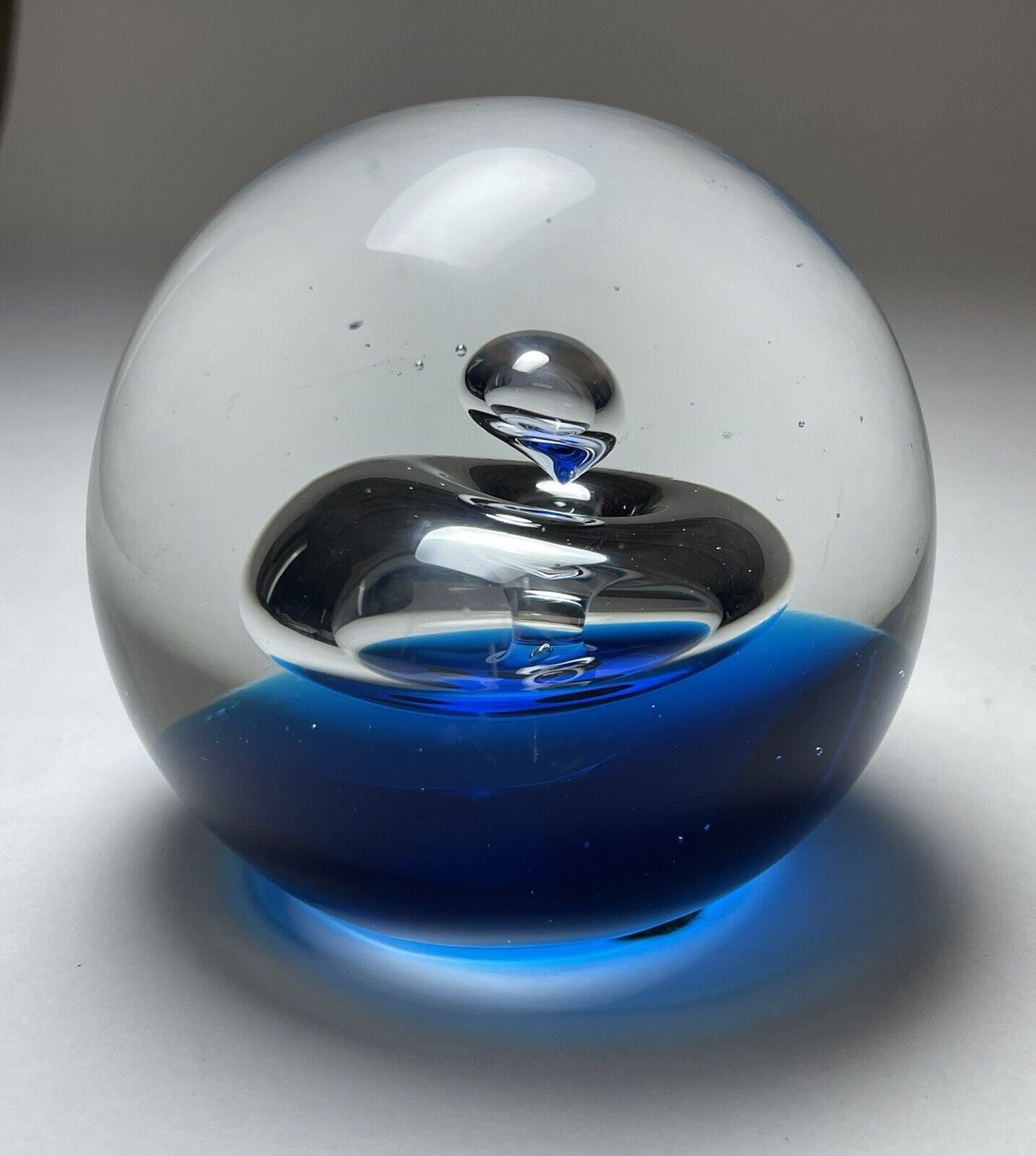 Art Glass Paperweight Suspended Donut Torus Ripple Controlled Bubble 2 ...