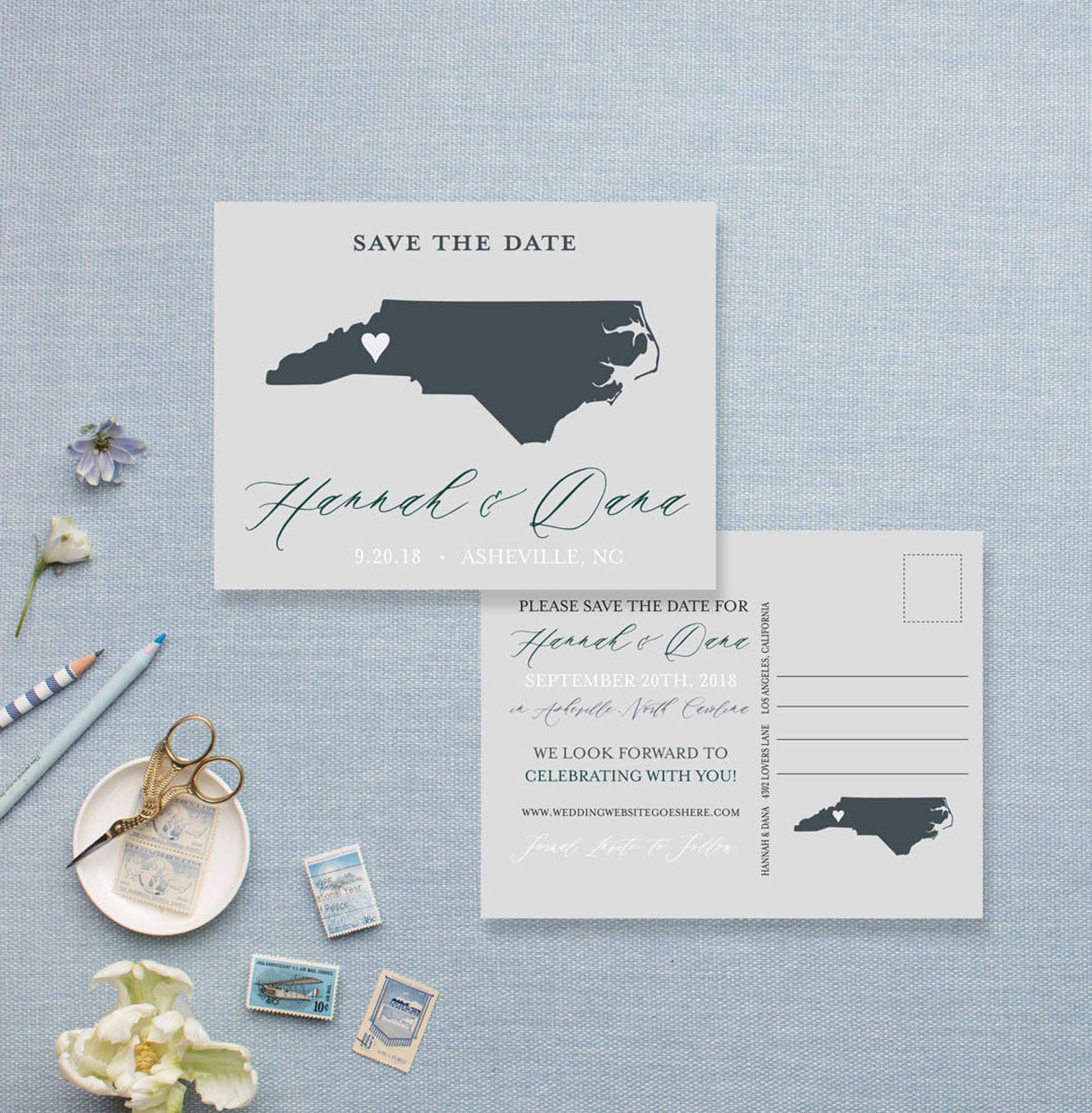 Save the Date State Themed Post Cards Custom Save the Dates - Etsy