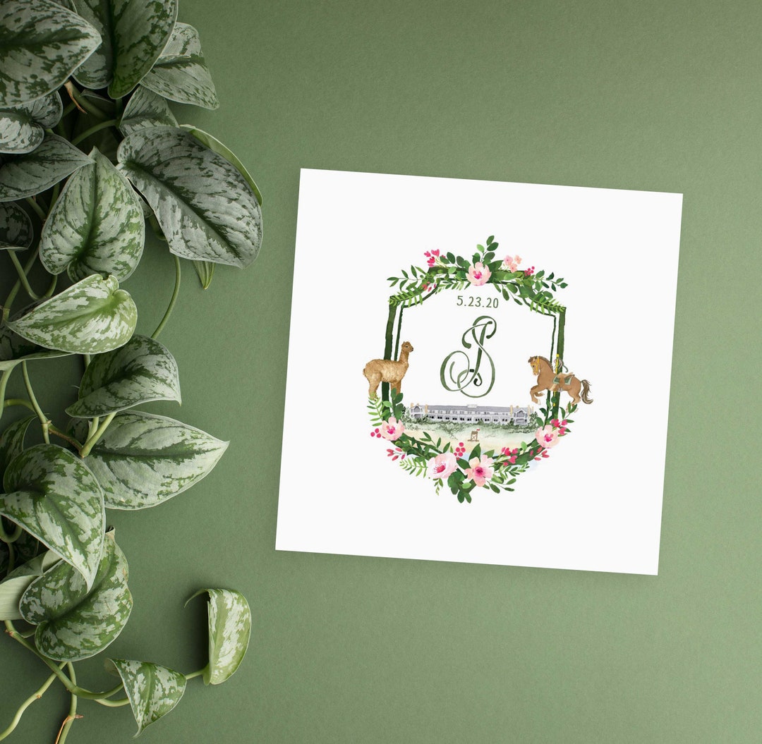 Custom Watercolor Crest, Wedding Crest, Custom Monogram, Custom Wedding ...
