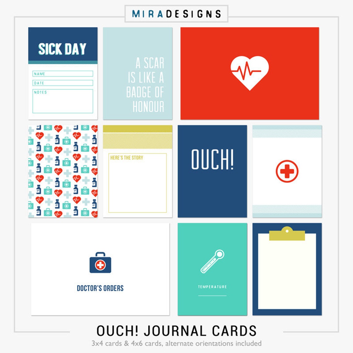 Ouch! - Printable Journal Cards for Pocket and Digital Scrapbooking by ...