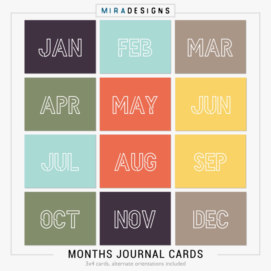 Months Journal Cards - Printable Journal Cards for Project Life and ...