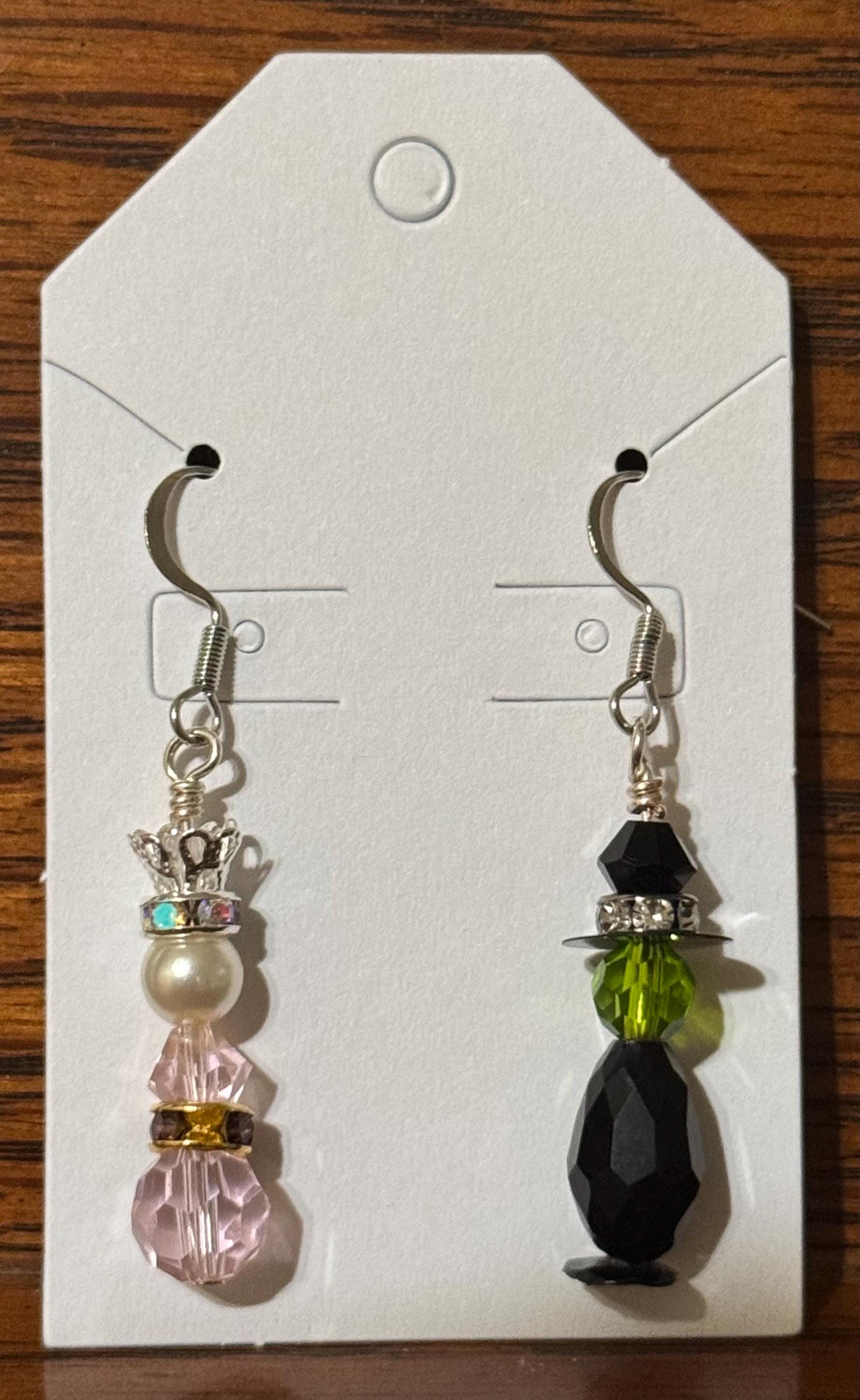 Wicked Musical Inspired Glinda/elphaba, Wicked Witch Crystal Earrings ...