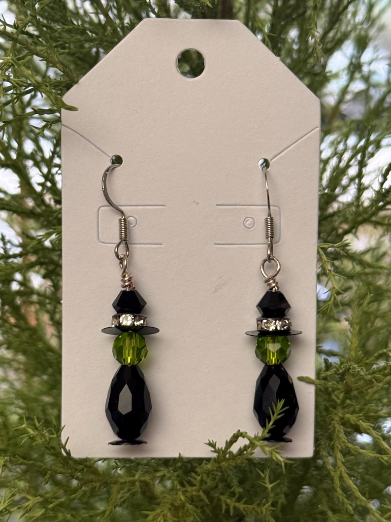 Wicked Musical Inspired Glinda/elphaba, Wicked Witch Crystal Earrings ...