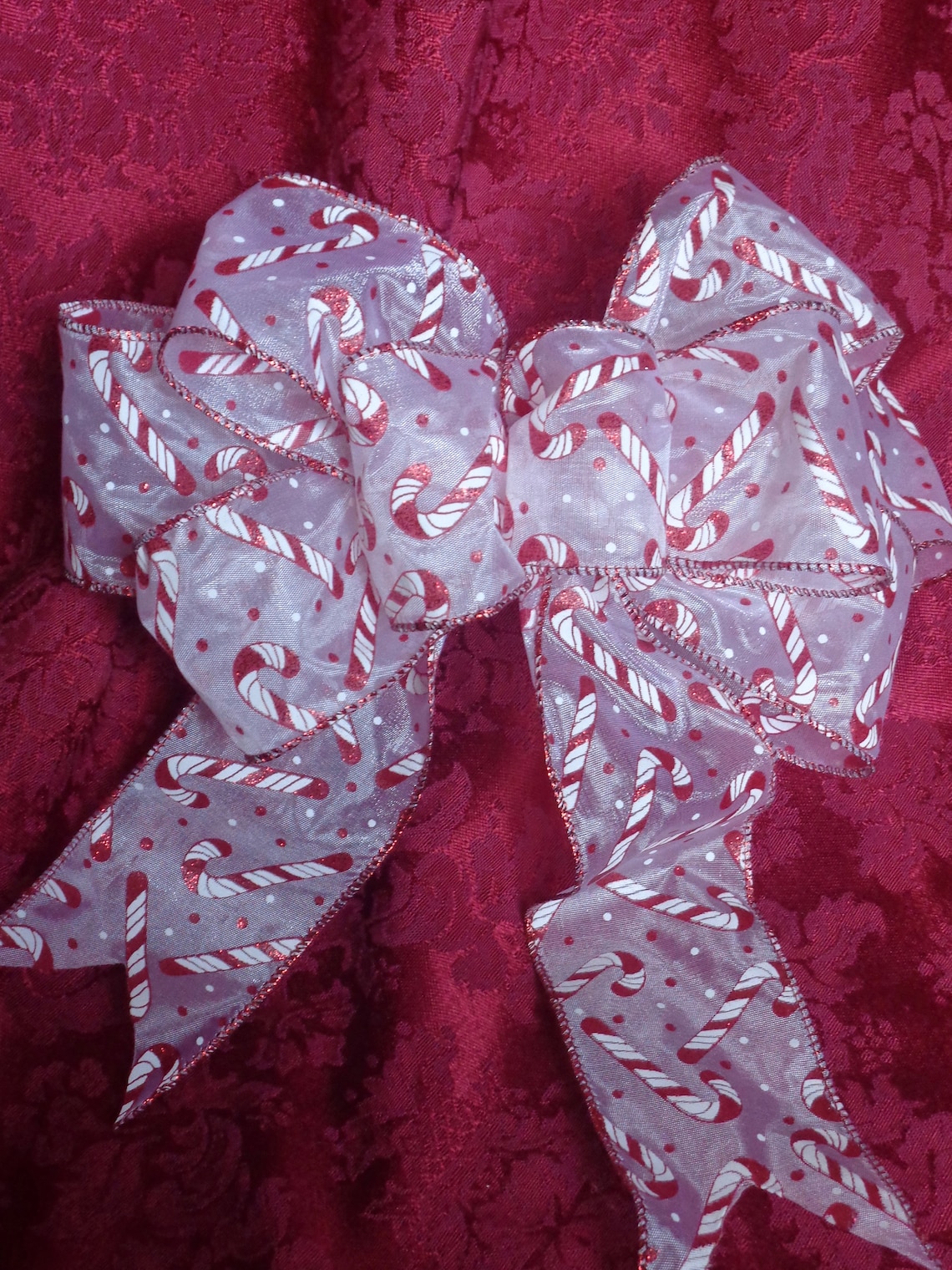 2 Candy Cane Bows Wreath Bow Garland Bow Red/white Candy - Etsy