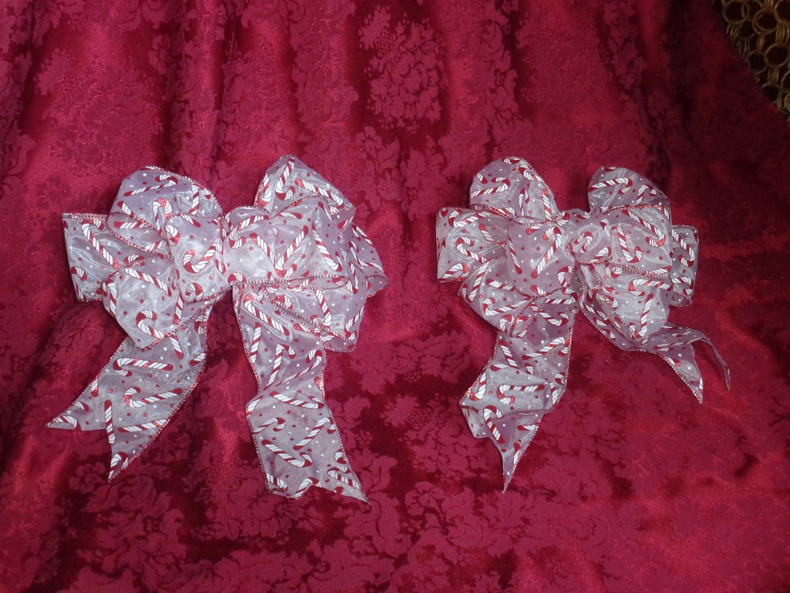 2 Candy Cane Bows Wreath Bow Garland Bow Red/white Candy - Etsy
