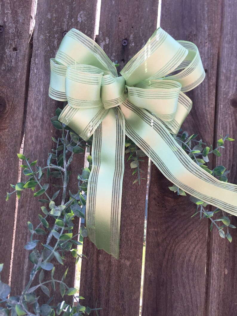 Cute 2 Light Mint Green Satin Bows, Wreath/garland Bow, Puffy Bow ...