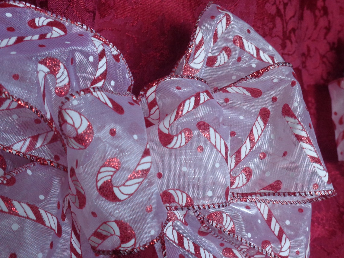 2 Candy Cane Bows Wreath Bow Garland Bow Red/white Candy - Etsy