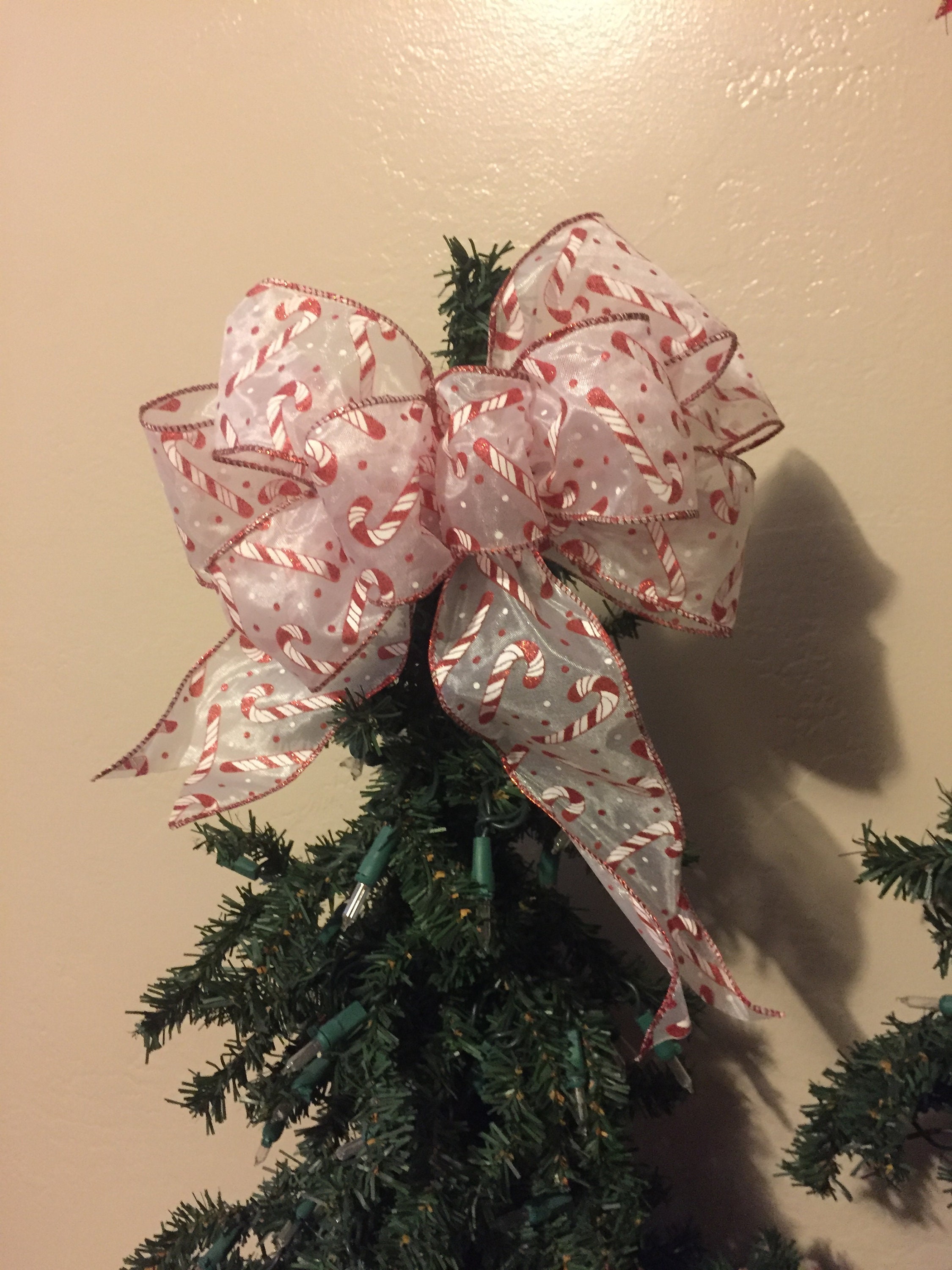2 Candy Cane Bows Wreath Bow Garland Bow Red/white Candy - Etsy