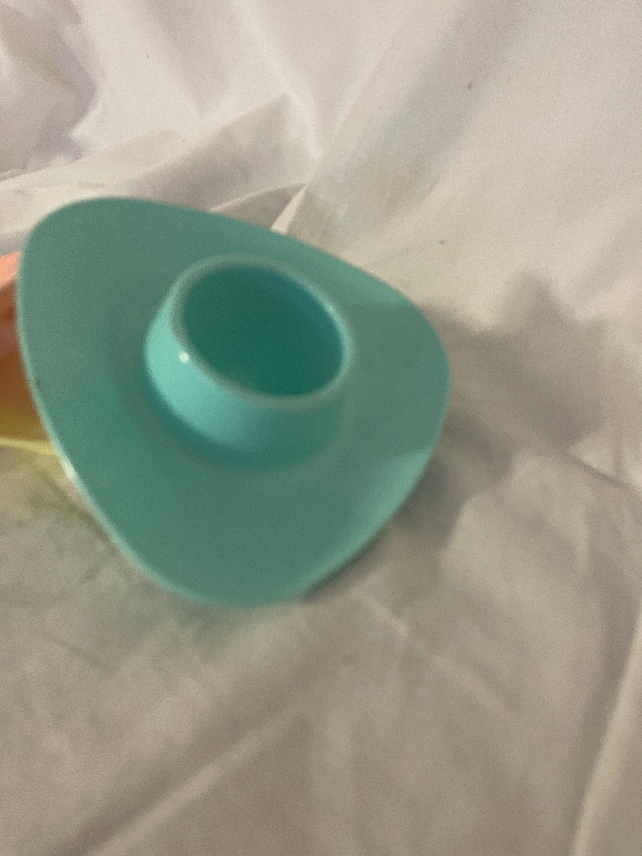 MCM Melamine Egg Cups, Three Pastel Coloured Egg Holders, Atomic Shape ...