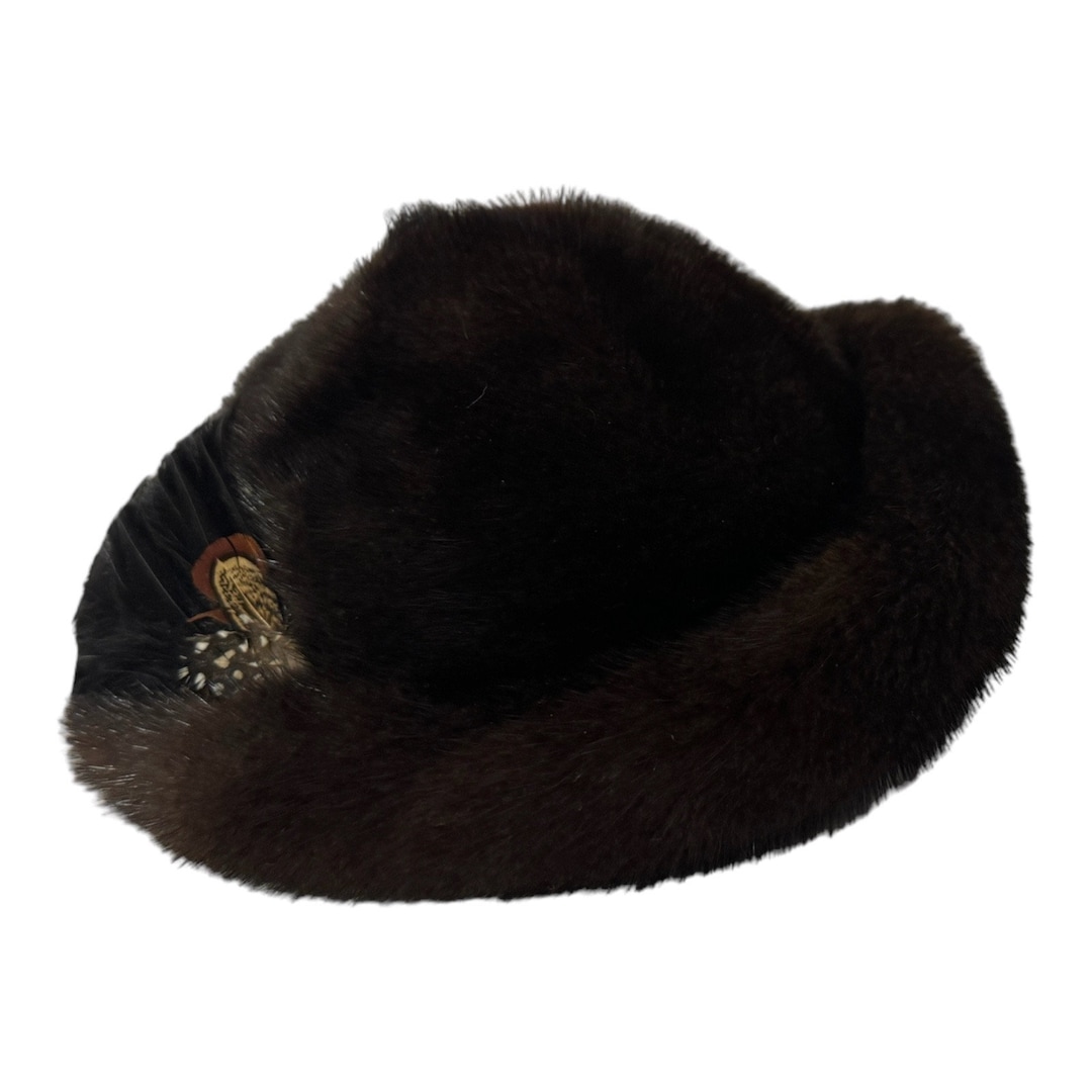 Vintage 1960s Mink Hat With Feather Accent Vittorio Creation - Etsy
