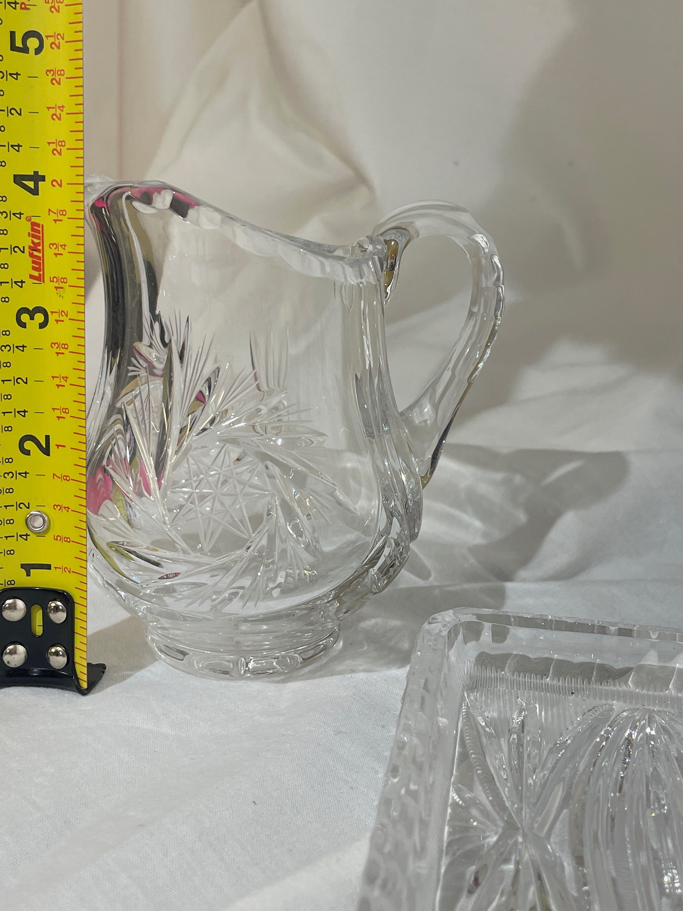 Vintage Lead Crystal Pinwheel Creamer and Sugar Bowl With Tray - Etsy