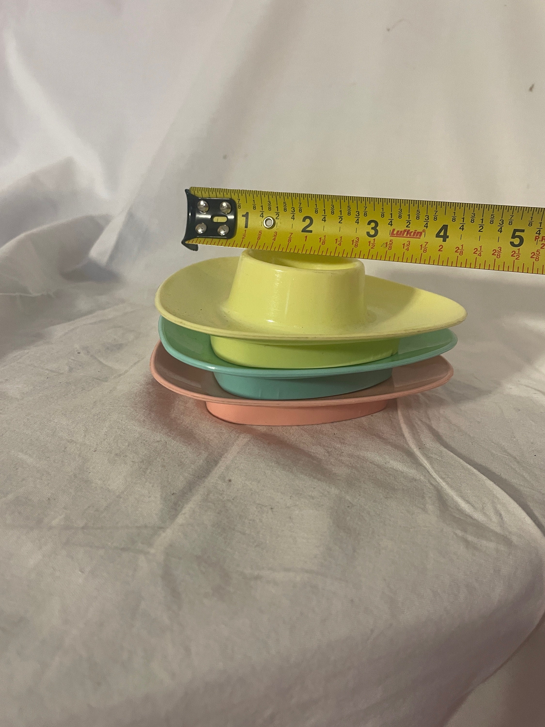 MCM Melamine Egg Cups, Three Pastel Coloured Egg Holders, Atomic Shape ...