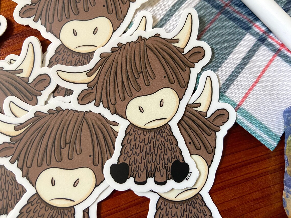 Highland Coo Illustrated Die Cut Sticker Scottish Cow Bò - Etsy
