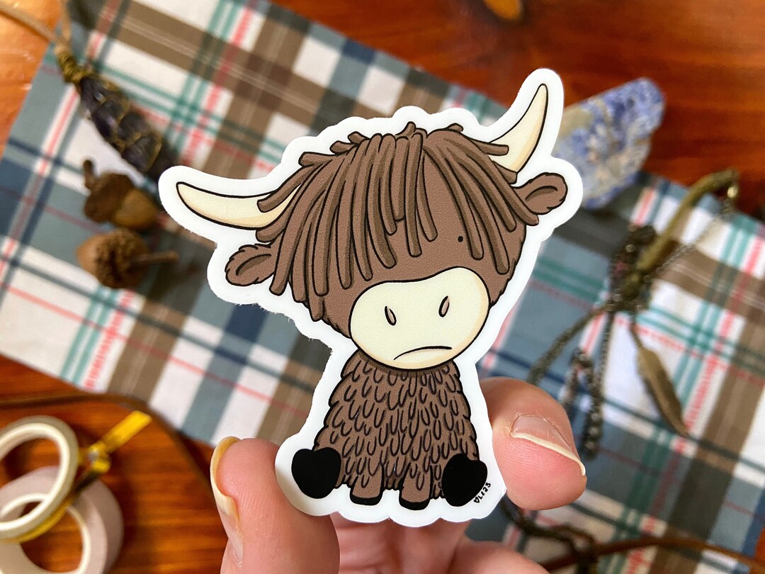Highland Coo Illustrated Die Cut Sticker Scottish Cow Bò - Etsy