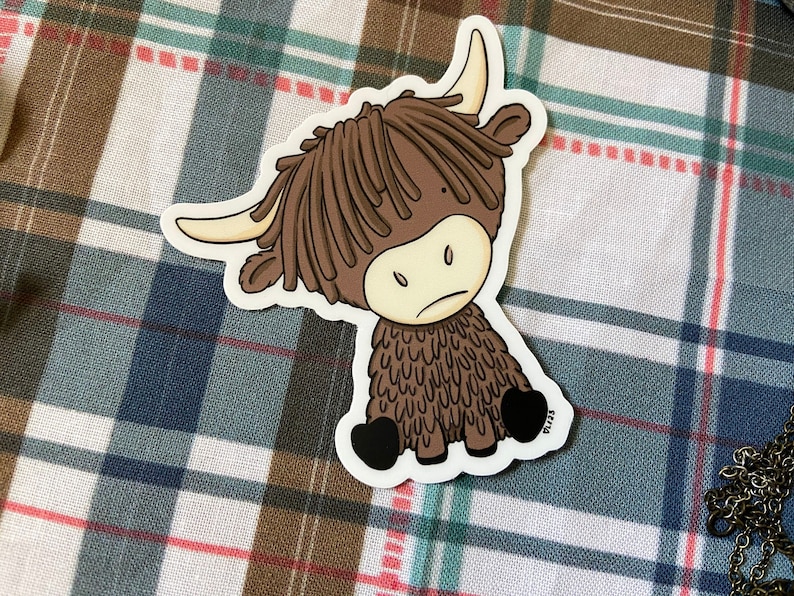 Highland Coo Illustrated Die Cut Sticker Scottish Cow Bò - Etsy
