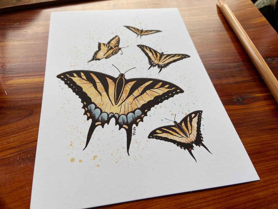 Yellow Swallowtails Art Print Illustration | Wall Art | 5"x7" - Etsy