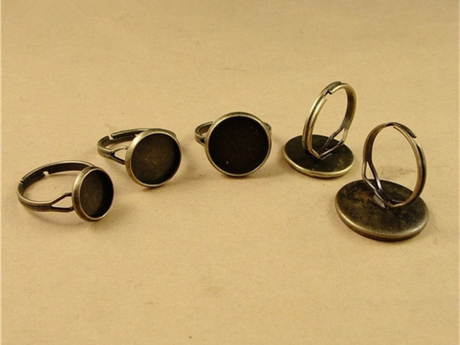 10pcs Brass Ring Base Adjustable Round Blank Setting Bezel - Etsy