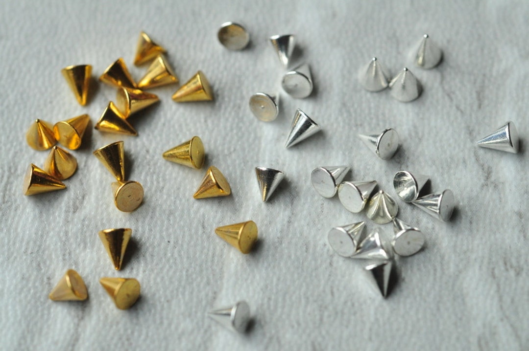 100pcs 3x3.5mm Nail Art Cone Spike Stud, Brass Cone Studs for Nail Art ...