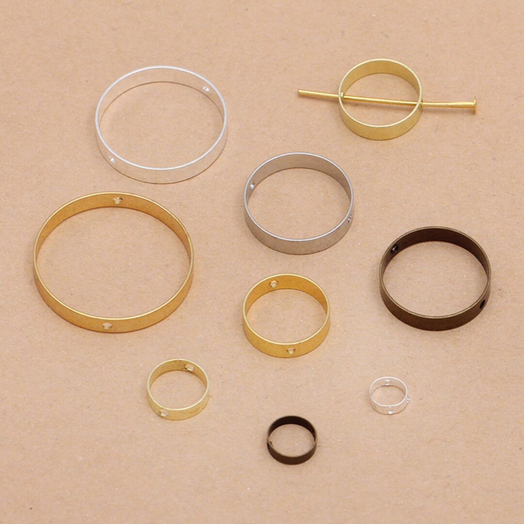 100pcs 10mm/14mm/18mm/22mm/26mm Brass Bead Frames, Round Spacer Beaded ...