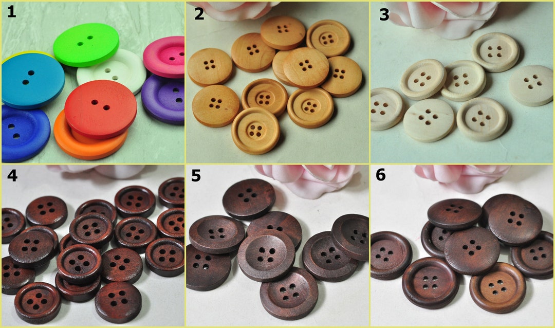 Natural Wooden Buttons Round Wood Sewing Button - Etsy