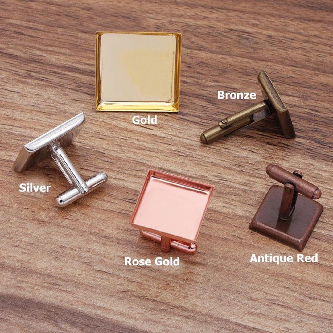 BULK 20pcs/pack 16mm/18mm/20mm Brass Square Pad Cuff Link Bezel ...