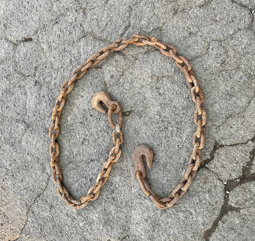 Vintage Iron Chain With Two Hooks - Etsy