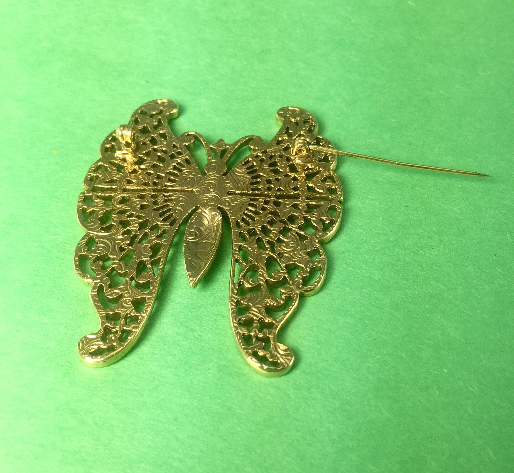 Vintage Gold-toned Butterfly Brooch Pin - Etsy