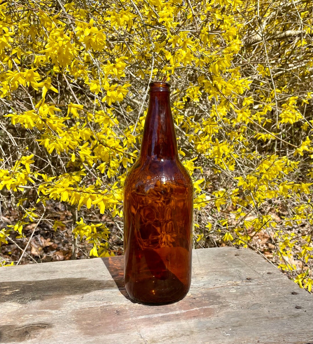 Anchorglass Vintage Brown Glass Bottle - Etsy