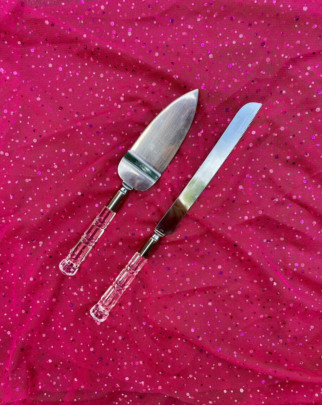 Mirage Cake Knife and Server Set With Clear Acrylic Handles - Etsy