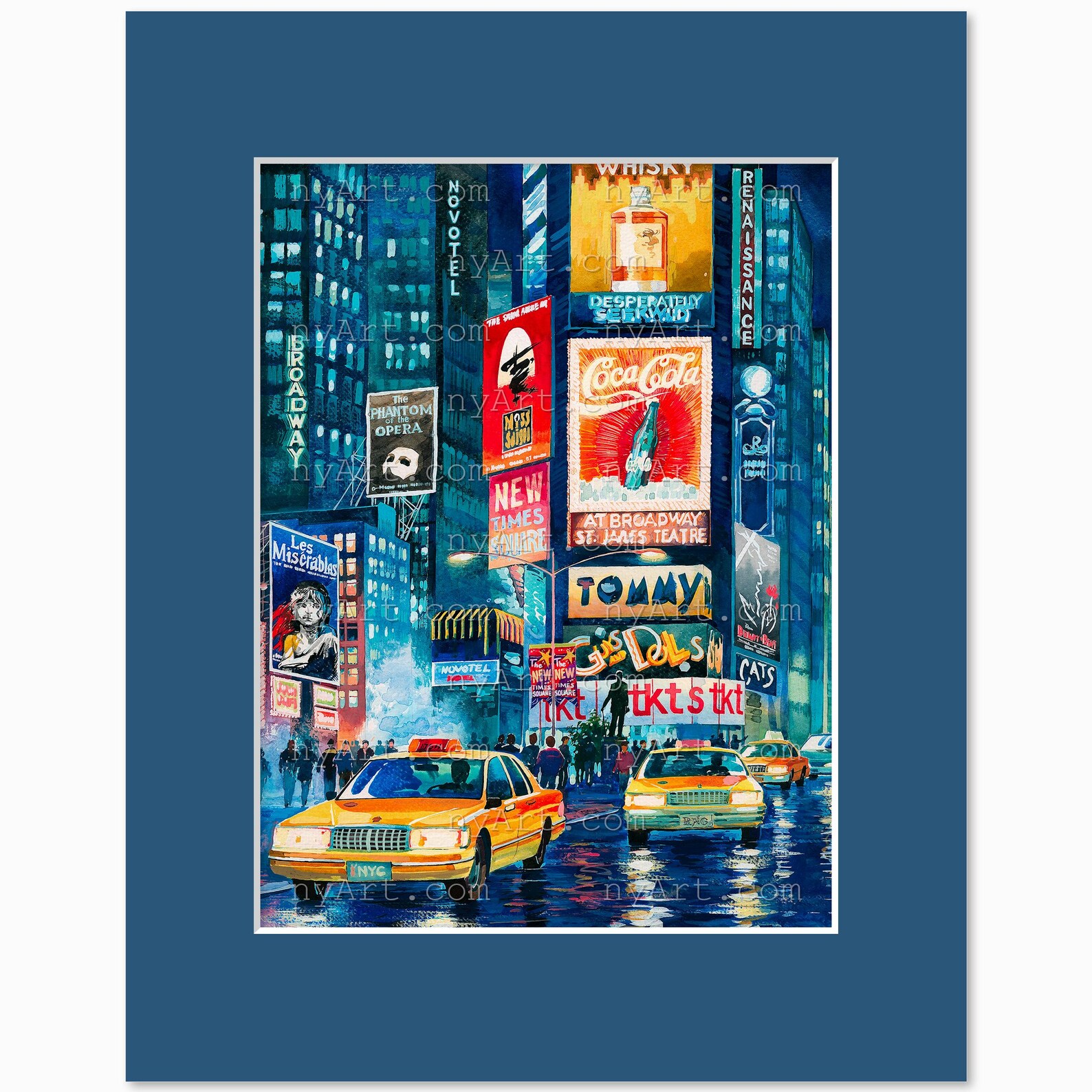 Times Square Broadway – Watercolor Fine Art Print by Roustam Nour - Etsy