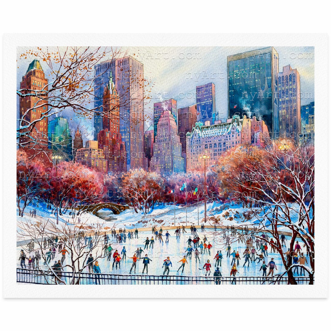 New York Central Park Wollman Rink Print From Watercolor Original ...
