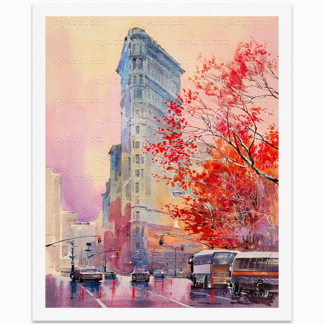 New York Flatiron Building Print From Watercolor Original Painting ...