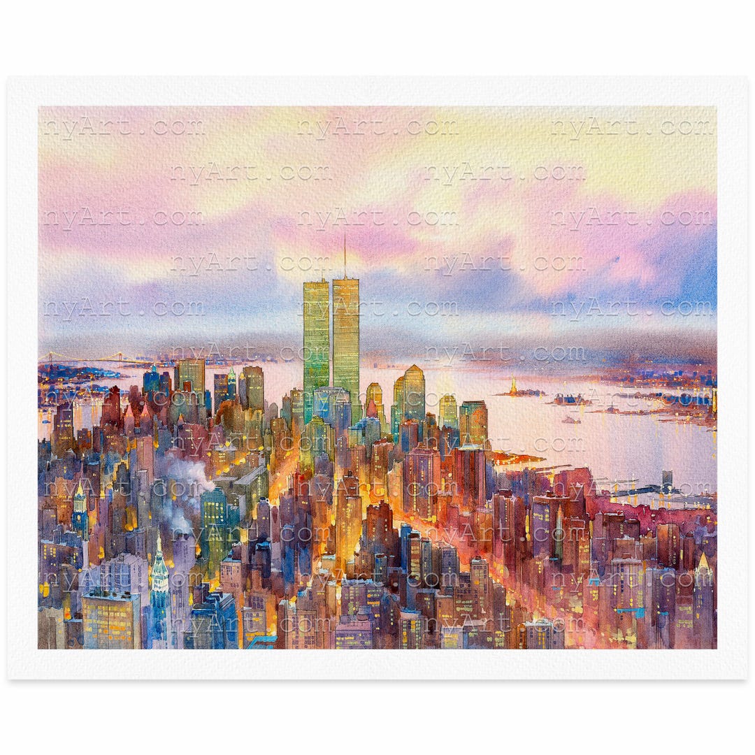 New York Skyline Print From Watercolor Original Painting Artwork | New ...